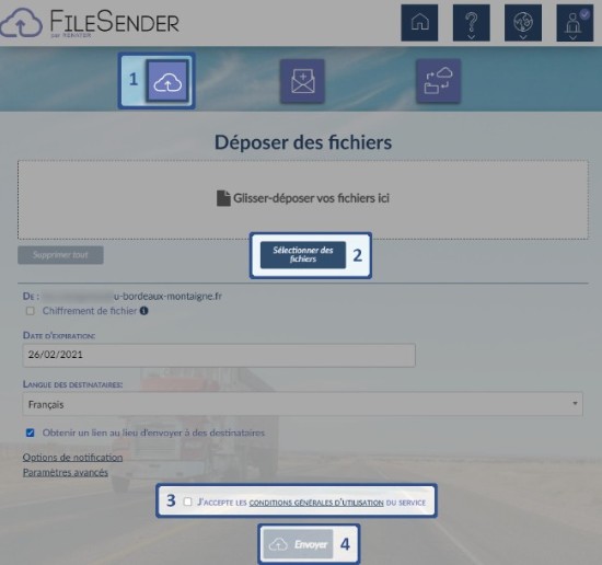 Envoyer des fichiers volumineux avec File Sender - Espace étudiant - Université Bordeaux Montaigne